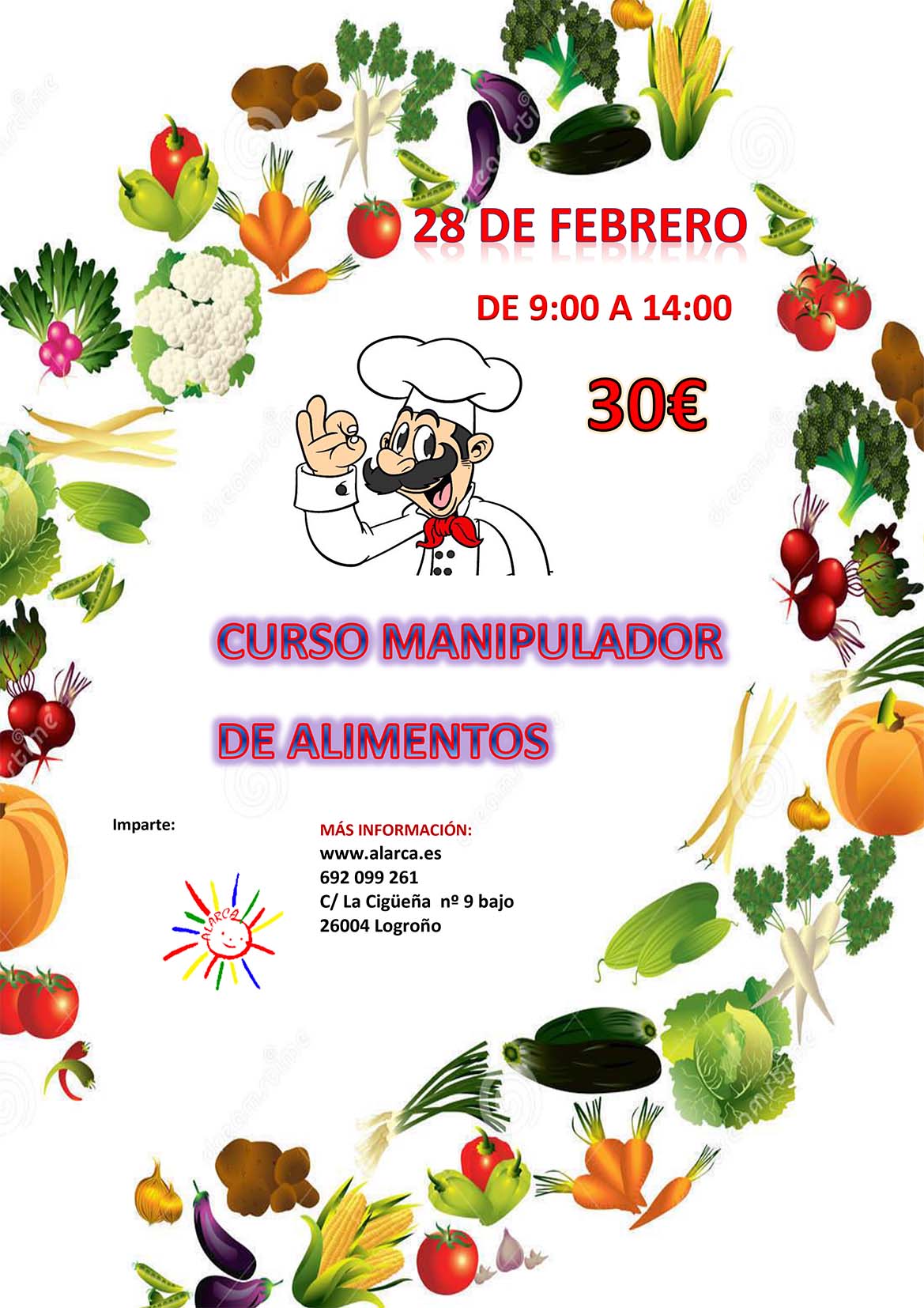 Cartel Manipulador De Alimentos Escuela Alarca